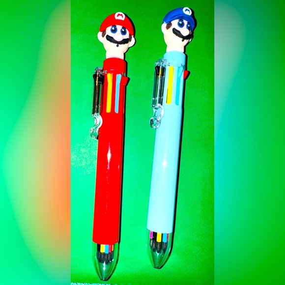 Other | Super Mario Bros Multicolor Pen Gel Pens Blue Or Red | Poshmark